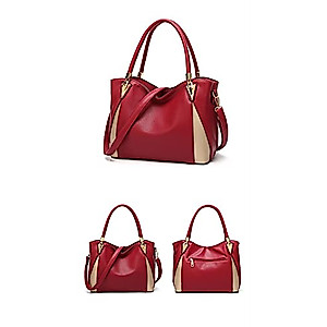 Handbags and purses,Womens Leather Handbags Purses Top-handle Totes Satchel Shoulder Bag for Ladies, (3#Red)