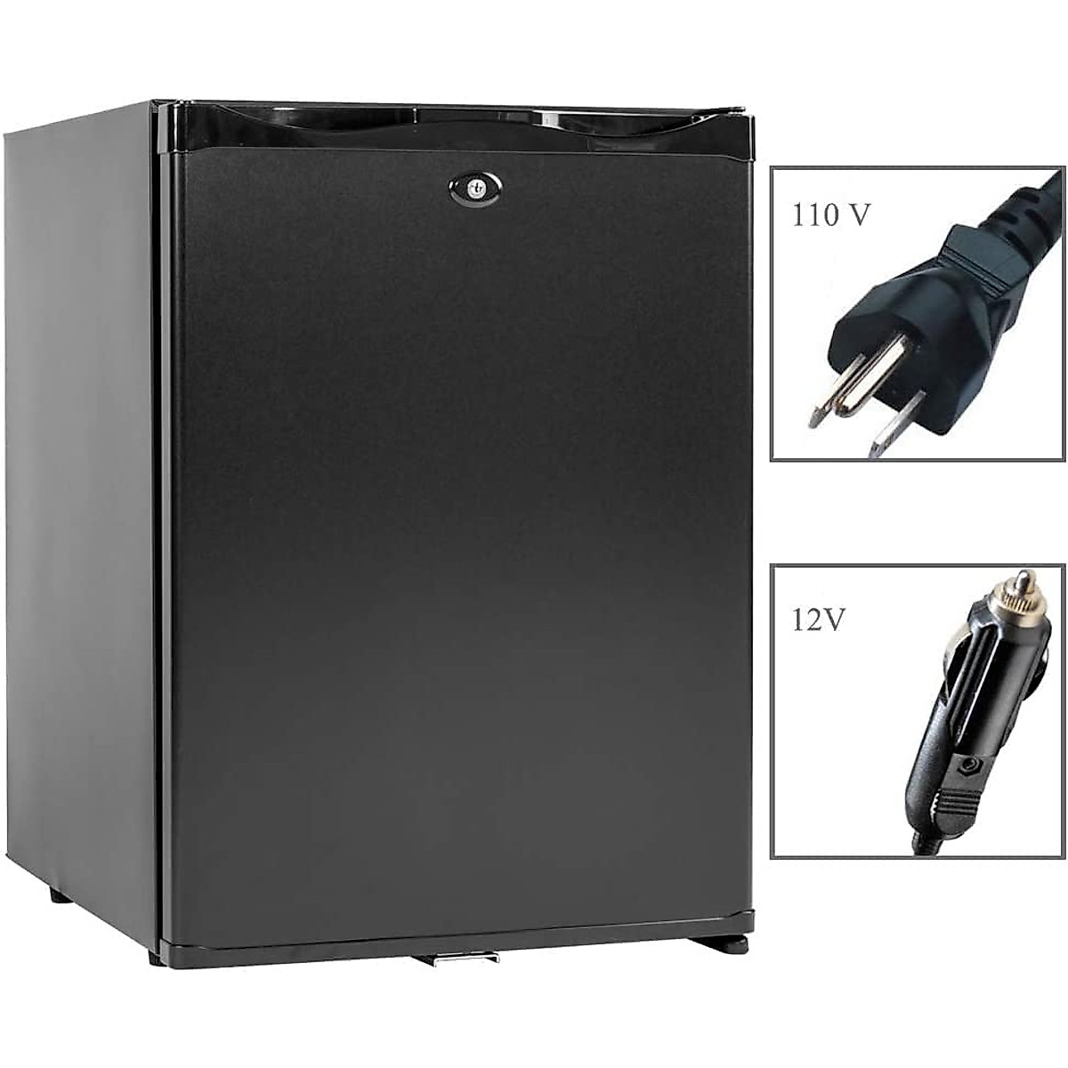 Smad Mini Fridge with Lock Compact Refrigerator for Bedroom Dorm Office No Noise,12V/110V,1.0 Cubic Feet, Black
