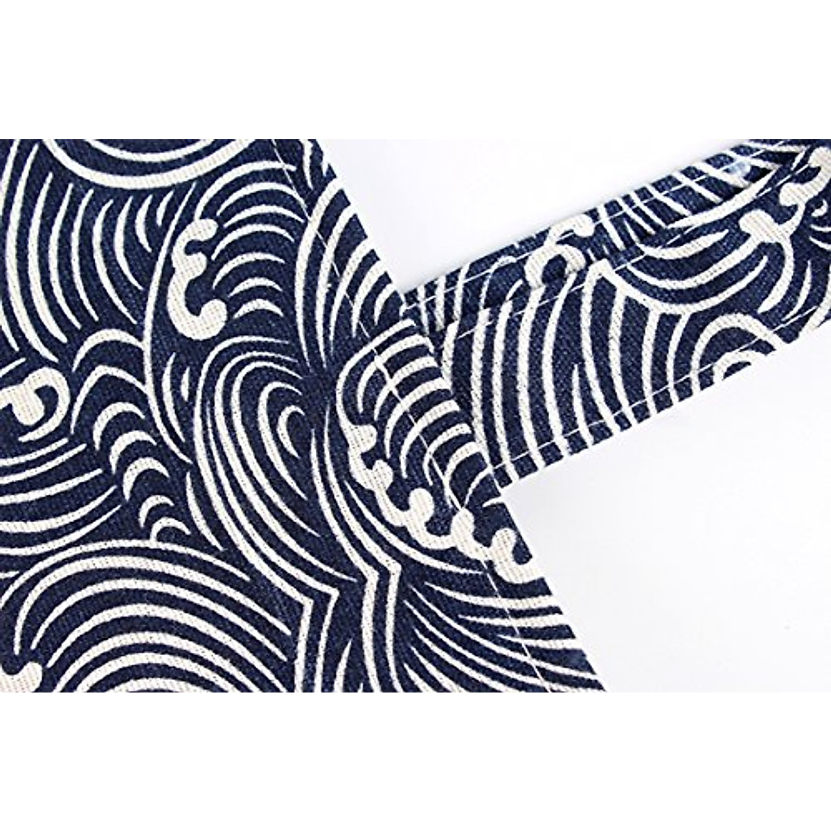 Chezi Japanese Pattern Cotton Canvas Tote Bag (wave/zip)