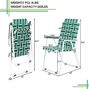 AFFAVON Webbed Patio Lawn Chairs Beach Chairs 2 Packs - Lightweight, Sturdy, Comfortable, Portable, and Stylish Folding Chairs for Yard, Garden (Light Green)