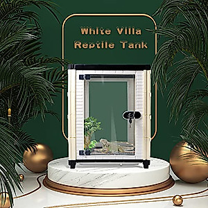 crapelles (Knock Down) Reptile Tank, Pets Cage, 15.7" x 15.7" x 19.7" [Full View Visually Appealing], Front Opening Door Reptile Terrarium for Reptiles Amphibians, Bearded Dragon Lizard Snake Cage Box