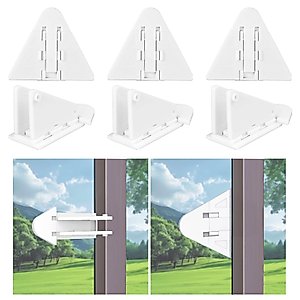 6-Pack Sliding Door Locks for Baby Safety, Viaky Child Cabinet Proofing Strong Adhesive Safety Latch for Sliding Closet/Shower/Patio/Window/Wardrobe (White)