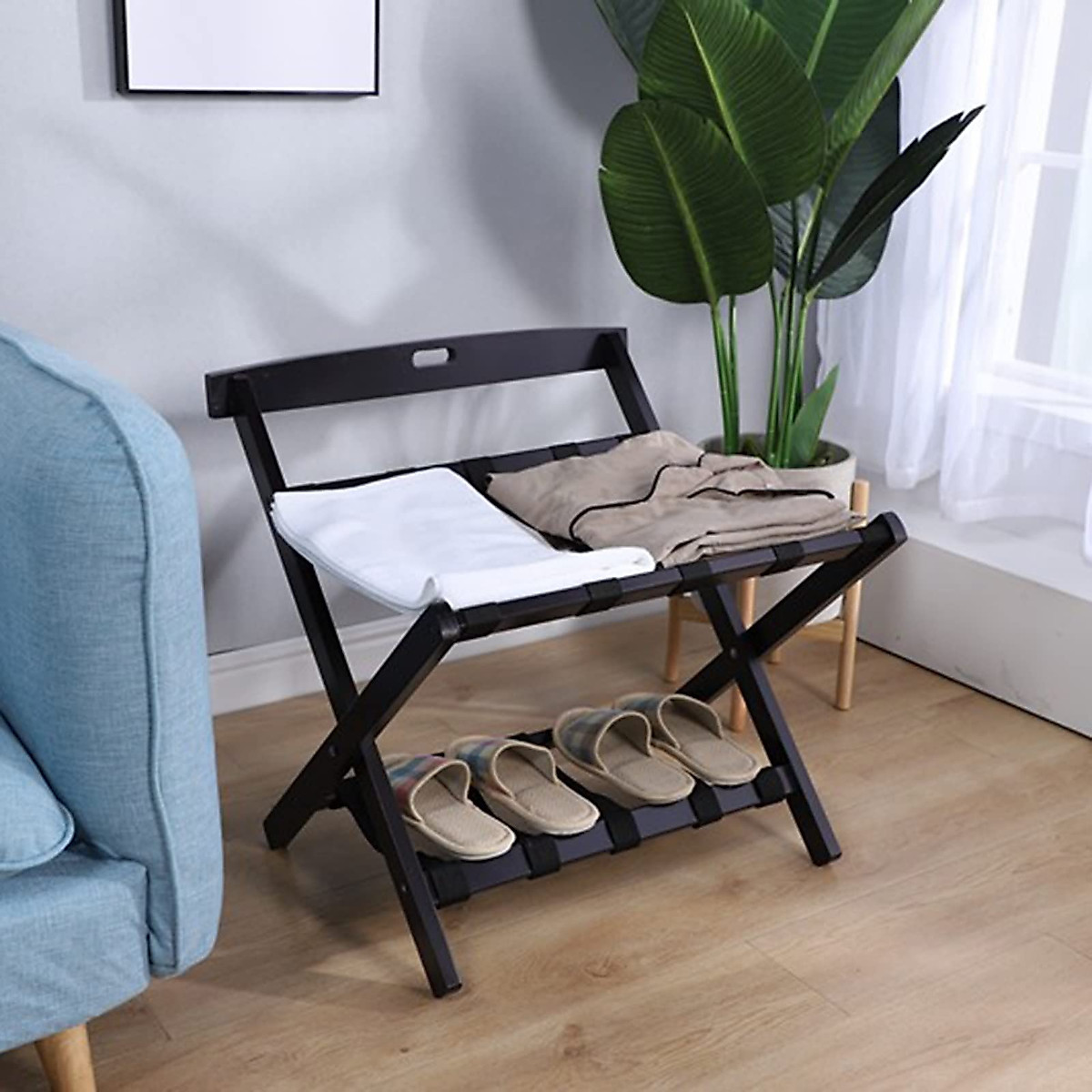 GUODDM Luggage Rack for Guest Room - Suitcase Stand, Wooden Portable Home Suitcase Rack, Solid Wooden Luggage Storage Rack, Professional Hotel Luggage Display Rack, for Bedroom, Guest Room, Hotel