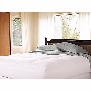 Cuddledown Ultra Plush Down Blend Mattress Pad | 100% Cotton Fabric | Hypoallergenic | Extra Thick | 50% Down / 50% Feather Fill | King Size