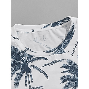 Milumia Men's Tropical Printed Short Sleeve Tee and Drawstring Pocket Shorts Set Multicolored Medium