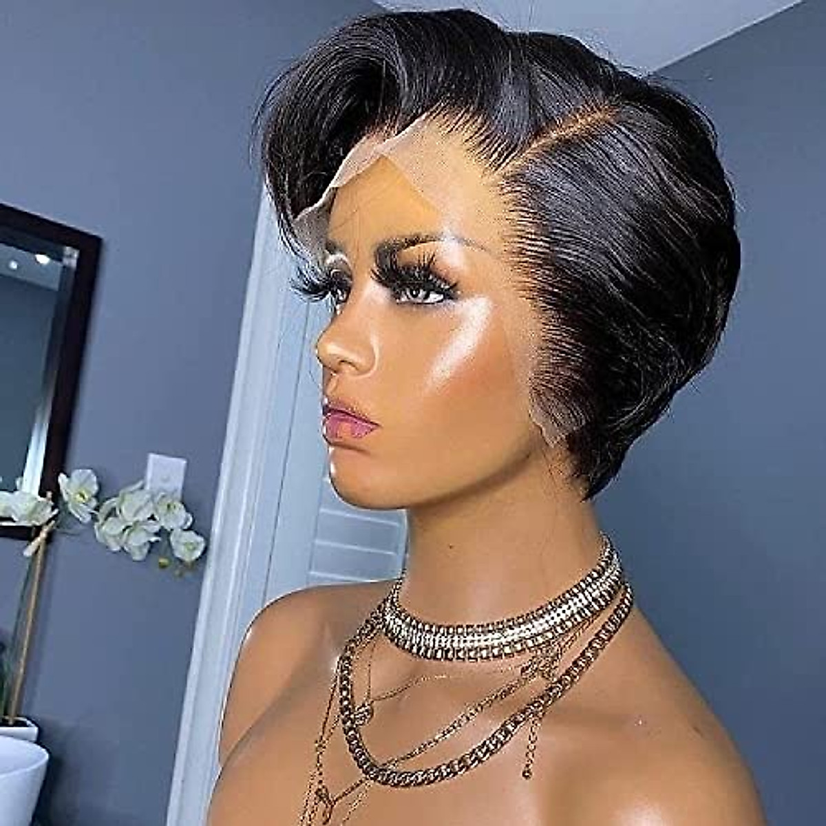 west kiss Pixie Cut Wig Short Lace Front Wigs for Black Women 13x4 Lace Front Wigs human hair 180 density Pre Plucked With Baby Hair Natural Hairline 8 inch