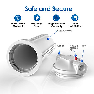 SimPure Whole House Water Filter Housing, Inline Water Filter for Home, Universal 10 inch Sediment Filter with 3/4 NPT Inlet and Outlet, Heavy Duty Steel Bracket, 4 Screws, Wrench