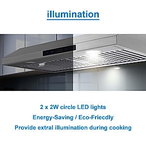 SNDOAS Range Hood 30 Inch Under Cabinet,Ductless Range Hoods with Touch Control,3-Venting Kitchen hood,Stainless Steel Vent Hood,Under Cabinet Range Hood 30 inch,Hood Vents for Kitchen 3 Speeds