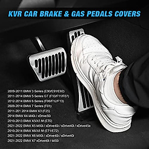 KVR Compatible with BMW Pedal Cover, No Drilling Aluminum Pedal Pads for BMW 1 2 3 4 Series X1 X3 X5 X6 Accelerator Gas Brake Pedals,2 PCS (A-Sliver)