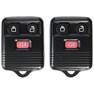 Replacement Pair Three Button Keyless Entry Remotes for Ford Vehicles - Black