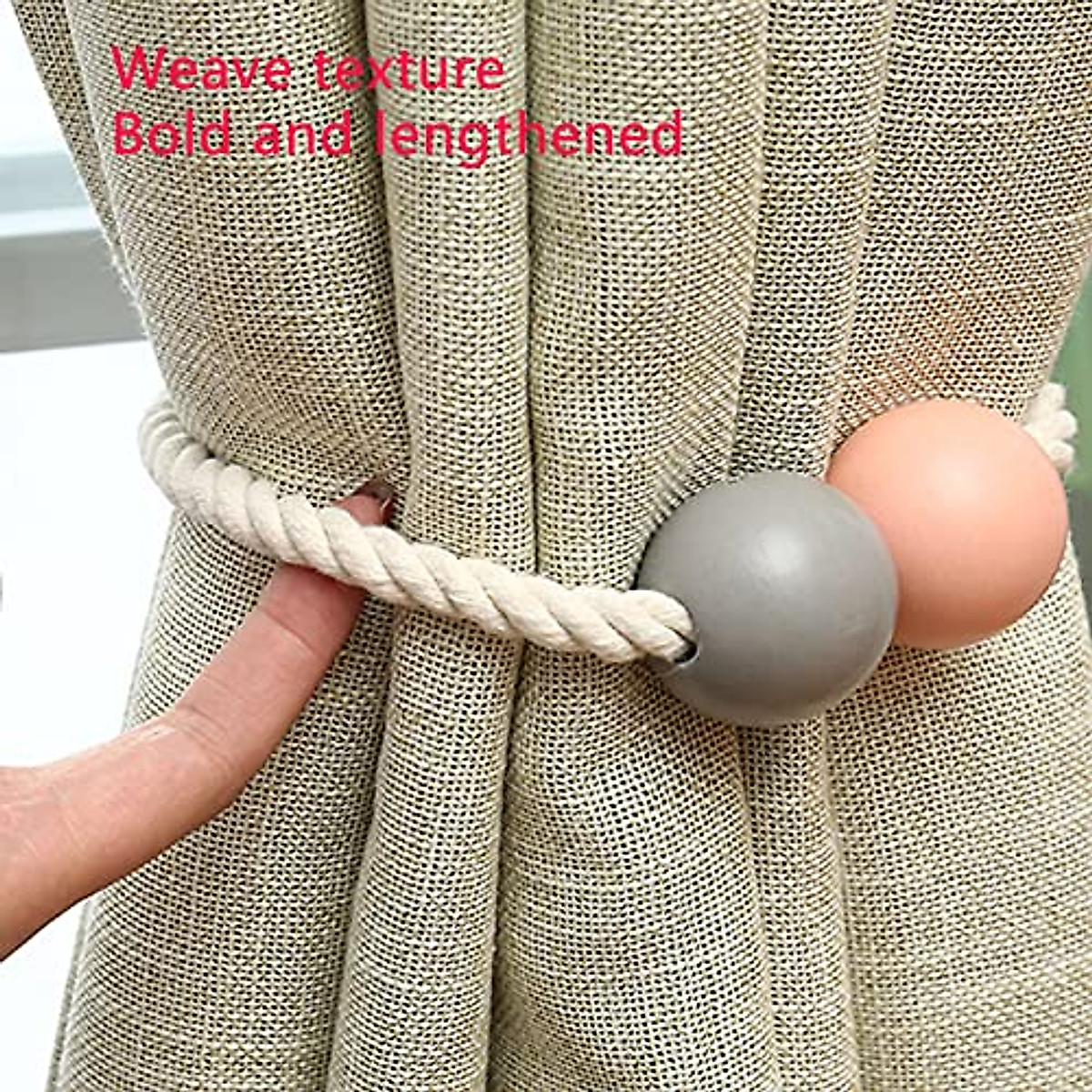 BAMFY 2 Pcs Magnetic Curtain Tiebacks Handmade Rope Holdback Curtain Tie Backs for Living Room, Kitchen, Dining Room, Outdoor, Bedroom, Bathroom (Color : B)