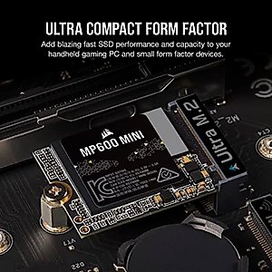 Corsair MP600 Mini 1TB M.2 NVMe PCIe x4 Gen4 2 SSD – M.2 2230 – Up to 4,800MB/sec Sequential Read – High-Density 3D TLC NAND – Great for Steam Deck and Microsoft Surface – Black