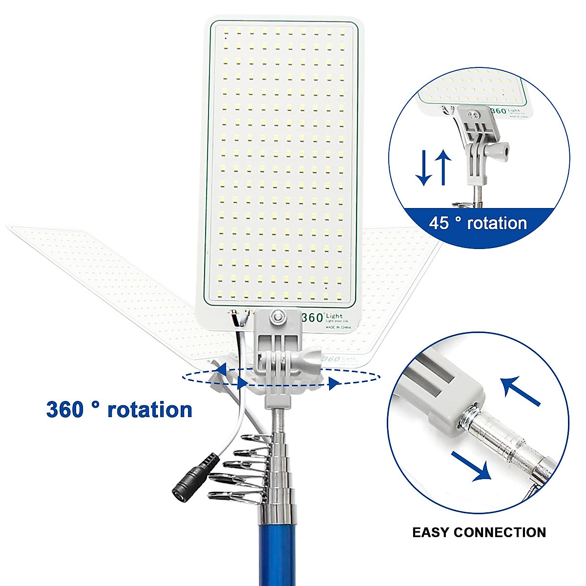 Uboway Outdoor Camping Lights Telescopic Fishing Rod Lamp with IR Remote for Camping, Fishing, Travelling, Party 12V