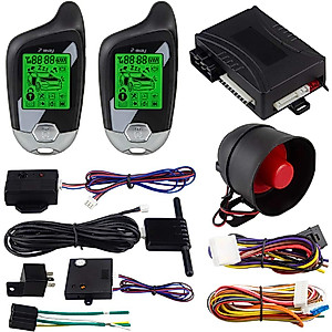 EASYGUARD EC202 2 Way car Alarm System with LCD Pager Display Remote Engine Start & Microwave Sensor DC12V