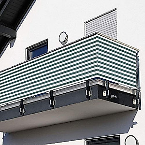 ALBN Balcony Privacy Screen Windshield Net Fence Sunshade HDPE UV-Proof Fits Apartment Railings, Patio Decking, with Cable Ties (Color : Green-White, Size : 75x600cm)