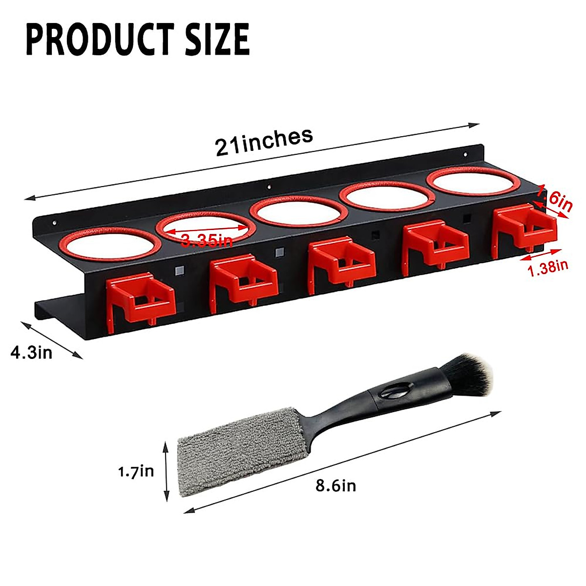 HMRCYTE Wall Mounted Spray Bottle Holder, 2 Pack Spray Can Holder, Spray Bottle Storage Rack, Garage Bottle Organizer with Car Cleaning Brush Kit, Aerosol Can Organizer for Garage Car Beauty Accessory