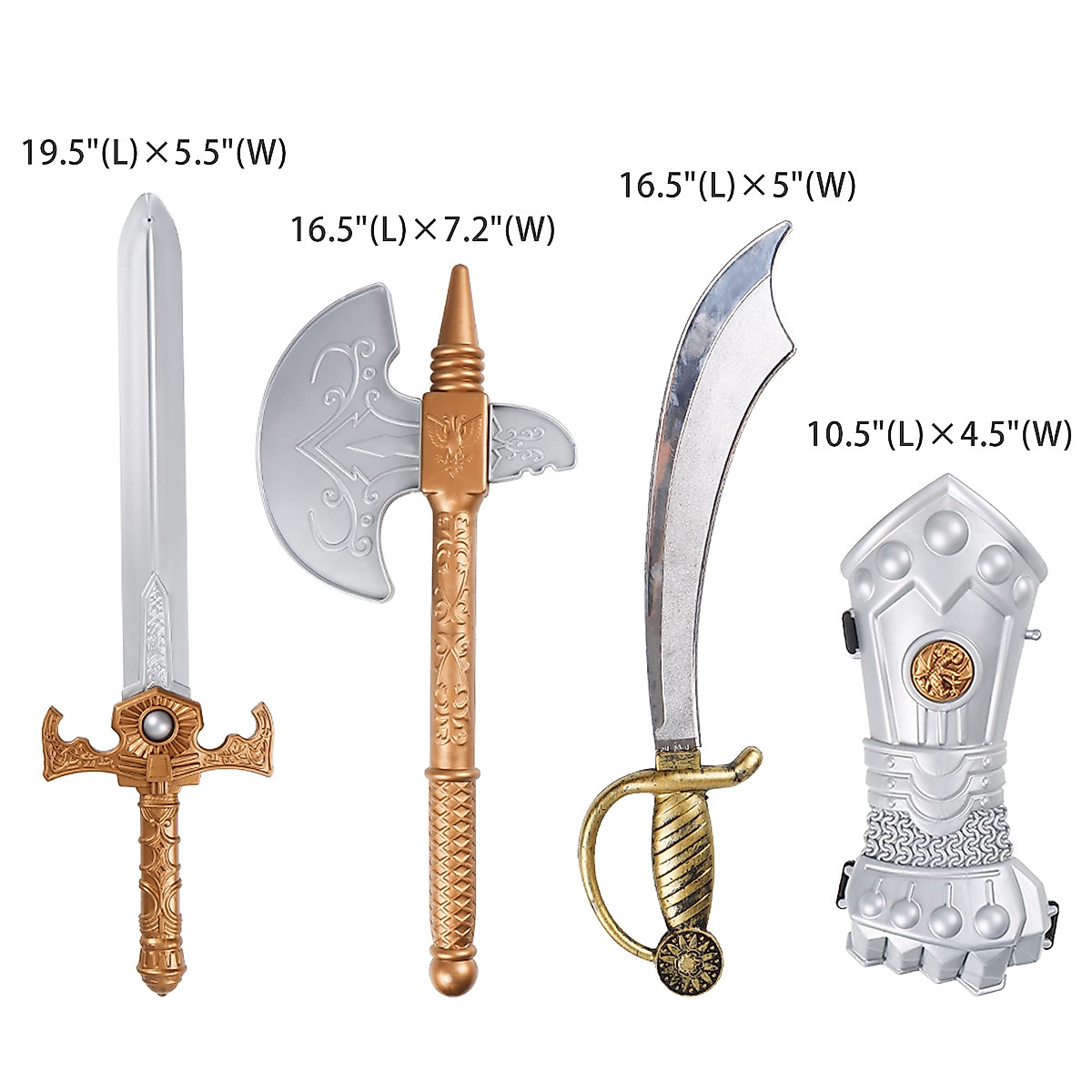 JOYIN Silver Knight in Shining Armor Medieval Pretend Role Play Plastic Toy Halloween Costume Set with Accessories, Kingdom Cosplay with Weapons for Halloween Dress Up Party Decoration