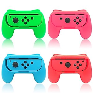 Hand Grips for Switch and for Switch OLED JoyCons, FYOUNG Hand Grips Controllers Compatible with Switch for Joy Con and Switch OLED Model 2021 (4 Pack)(Red-Blue-Green-Pink)