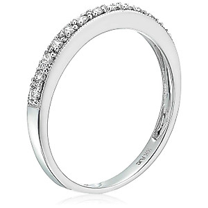 Vir Jewels 1/6 carat (ctw) Diamond Wedding Anniversary Band for Women, Half Eternity Petite Round Diamond Engagement Ring 10K White Gold Prong Set with Milgrain 0.16 cttw, Size 7