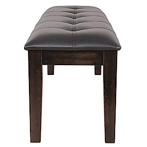 Signature Design by Ashley Haddigan Traditional Upholstered Dining Room Bench, Dark Brown