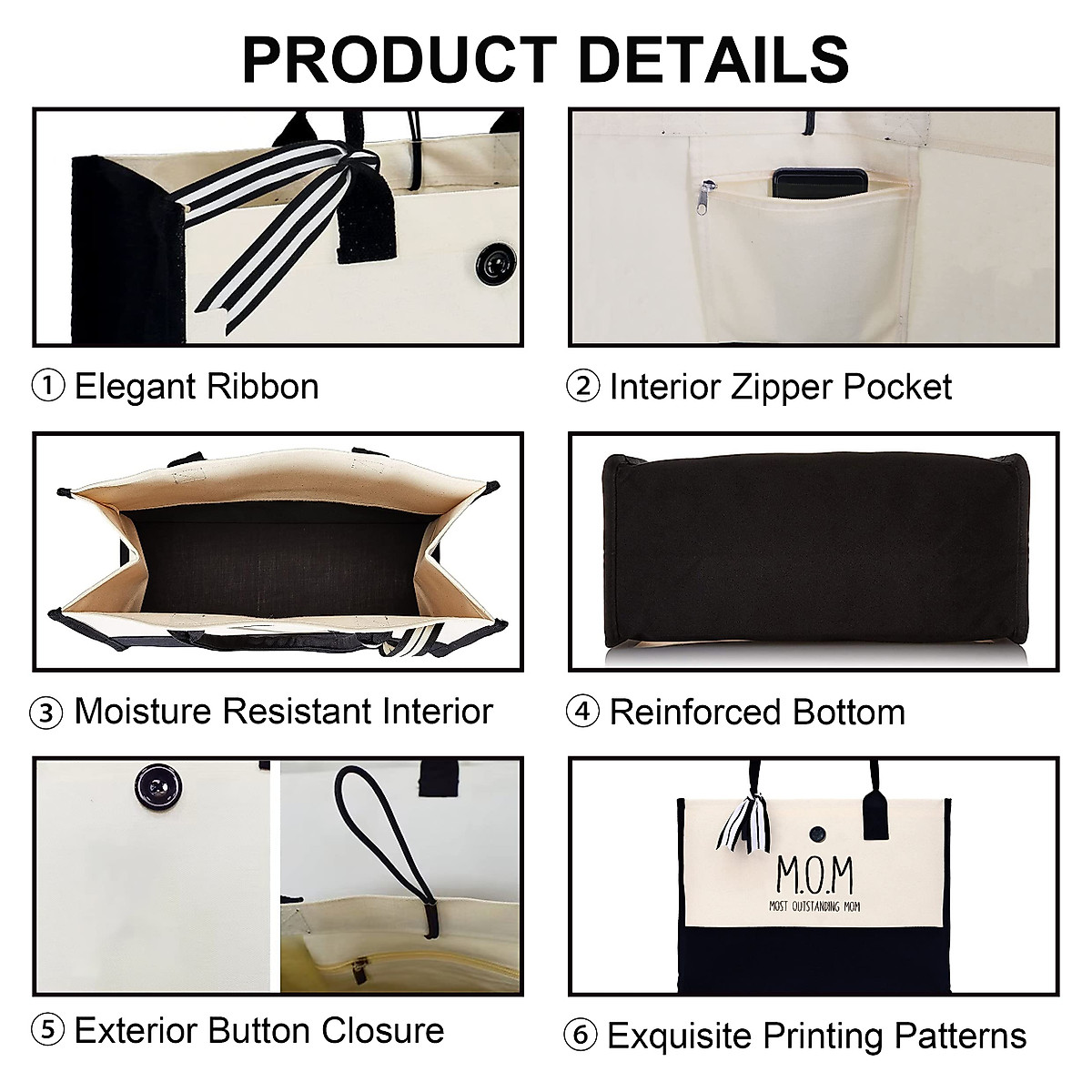 Encoink Mom Christmas Gifts, Mom Gifts- Canvas Tote Bag for Mom- Gifts for Mom from Daughter, Son, Mom Birthday Gifts, Mother Gifts, Mother Birthday Gifts