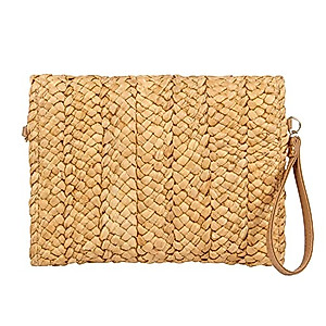 Oweisong Straw Purses for Women Summer Beach Straw s Clutch Purses Crossbody Bag Handmade Women Envelope Handbag Wallet