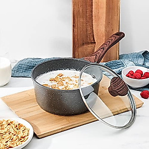 SENSARTE Nonstick Sauce Pan with Lid, 2.5QT Medium Sauce Pot with Swiss Granite Coating, Stay-cool Handle, Multipurpose Handy Little Saucepan, Induction Capable, PFOA Free