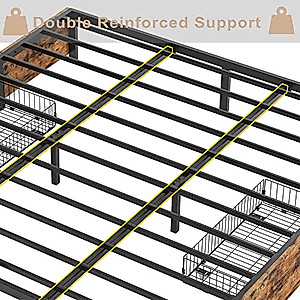 ANCTOR King Bed Frame with 4 Drawers, King Platform Bed Frame with Storage, Double-Reinforced Support/No Box Spring Needed//Easy Assembly