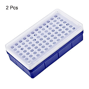uxcell Centrifuge Tube Rack Storage Box 96-Well Polypropylene Holder for 0.5ml Microcentrifuge Tubes, Vials, Samples 8.5mm Hole Dia 2Pcs