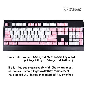 Mechanical Keycaps, Geyes Doubleshot PBT Backlit Keycaps with Cherry MX Switches and Clones OEM Profile 104 Keys PBT Keycaps for 104/87/61 Mechanical Keyboard PC Gaming Keyboard,White Blue Keycaps