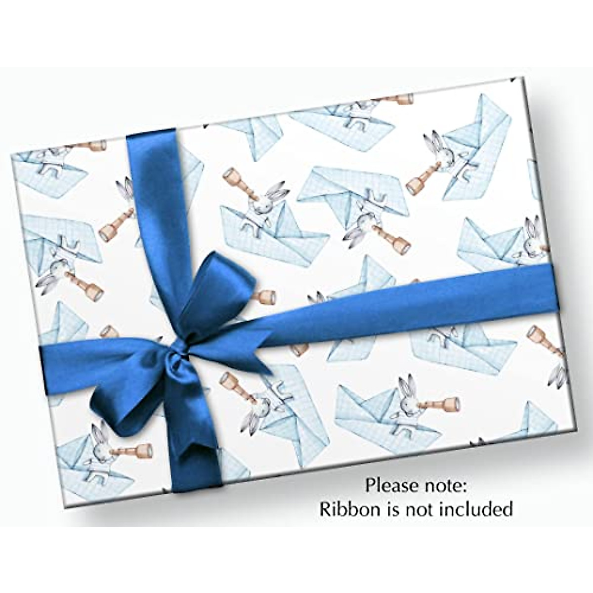 Stesha Party Nautical Bunny Baby Gift Wrapping Paper - Folded Flat 30 x 20 Inch (3 Sheets)
