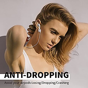 Vsagier Strong Magnetic Airpods Strap, Silicone Anti-Lost Cord Sports Lanyard with Extra Tangle-Free Cable Storage Case, Compatible with Airpods 3rd / 2nd Generation/Pro / 1(White)