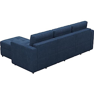 Belffin Modern Fabric Convertible Modular Sectional Sofa Couch with Reversible Chaise and Storage Seats 3 Seater Sofa Sectionals L Shaped Couch Set with Ottoman for Small Space Blue
