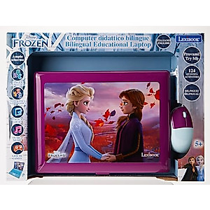 Lexibook JC598FZi5 Disney Frozen 2-Educational and Bilingual Laptop Italian/English-Girls Toy with 124 Activities to Learn, Play Games and Music with Elsa & Anna-Blue/Purple, Multicoloured, Small