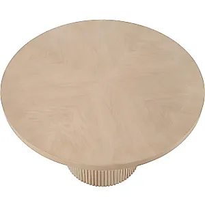 Meridian Furniture 728Oak-T Belinda Collection Mid-Century Modern Dining Table, Solid Wood Base, Natural Finish Oak Wood Veneer MDF Top, Round Top, Fluted Base, 48" W x 48" D x 31" H, Oak