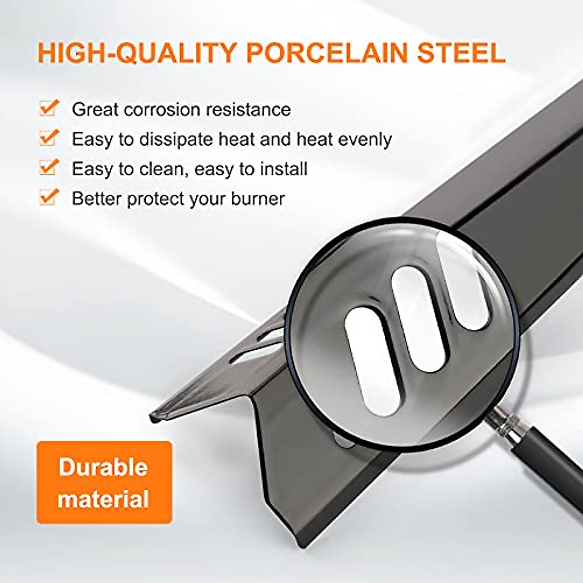 Hisencn 15 Inch Heat Shields Replacement for Dyna-glo DGF510SBP, DGF510SSP, Heat Plates for Backyard BY13-101-001-13, BY14-101-001-02, BY15-101-001-02, Porcelain Steel Heat Plate, 5-Pack