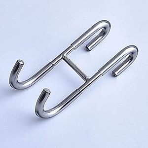 Aothpher Shower Door Hooks SUS 304 Stainless Steel S Hooks Bathroom Frameless Glass Door Hooks for Hanging Coat,Towel,Bathrobe,Squeegee,Loofah (Silver,3-Pack)