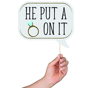 Bridal Shower Photo Booth Props - 41-pc Photo Booth Kit with 8 x 10-Inch Sign, 60 Adhesive Pads, 45 Sticks - Team Bride Photo Booth Props - Bachelorette Props Photo Booth