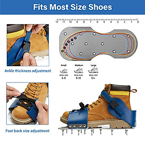 Leweio Gunite Spiked Shoes with 3/4in Short Spikes,New Upgrade Strap Design and Non-Slip Adjustable Snap for Epoxy Floor,Blue Color (Pair)