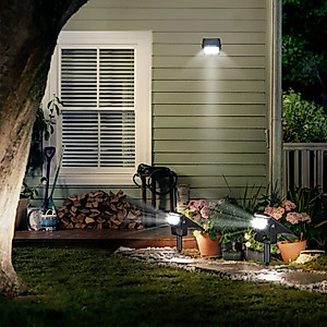 HUYIENO 2PK Solar Outdoor Lights Garden Pathway Spot Lights Ground/Wall Mounting 2 Lighting Modes for Outdoor Landscape