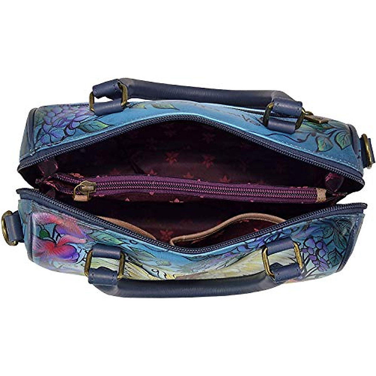 Anuschka Hand Painted Leather Women's Zip Around Classic Satchel - Enchanted Garden