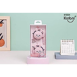 QearFun Bunny Earbuds for Kids with Ear Hooks, Kawakii Wired Over Ear Headphones Earphones Gifts for School Girls and Boys with Microphone & Ear Loops Pink