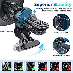 Magnetic Charger Car Vent Mount, UTOO Strong Snap Phone Holder, Easy to Intall, Fast Wireless Charge for iPhone 12 iPhone 13 iPhone 14 Series