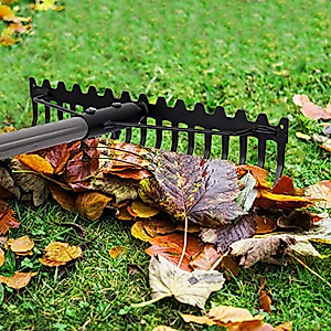 Walensee 5.4FT Bow Rake Heavy Duty Garden Rake with Stainless Steel Handle, 17 Steel Tines Metal Head Rake Tool for Loosening Soil Gathering Leaf Leveling Lawn Farming Land Management Yarn Thatch Rake