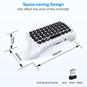 Keyboard for Xbox Series X/S, One/One X/S, Elite one/2 Controller, Wireless Chatpad Gaming Keypad with USB Receiver and Speaker, 3.5mm Audio Jack Accessories for Xbox (Controller Not Included), White