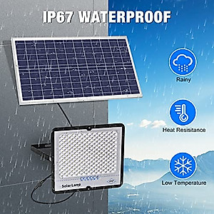 300W Solar Flood Lights Outdoor Dusk to Dawn, 30000 LM Solar Lights Outdoor Waterproof 16ft Cord Solar Powered Security Lighting Floodlight Remote Control for Shed Backyard Garden
