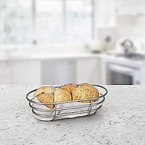 Spectrum Diversified Euro Basket, Classic Kitchen Design for Breads, Roll, Muffin Pastries & Baked Good Storage, Traditional Style Snack & Food Holder for Serving, 7 x 12.5 x 3.5, Satin Nickel