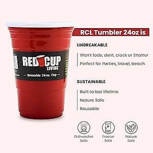 Red Cup Living 24 Oz Insulated Tumbler with Straw & Lid – Reusable Double Wall Travel Cup, Spill-Proof for Hot & Cold Drinks, Large Plastic Big Grip Easter Celebration Glass for Men & Women