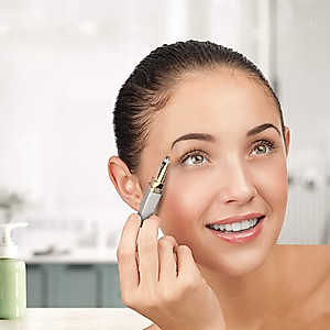 Eyebrow and Facial Hair Trimmer 2 in 1 Rechargeable Painless Epilator Easy to Use Eye Brows Razor Perfect Eyebrow Face Upper Lips Underarm Leg Bikini Hair Remover Brow Shaver with LED Light