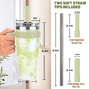 Zukro 40 oz Tumbler With Handle and Straw, Leak Proof Vacuum Insulated Stainless Steel Cup with 2-in-1 Screw on Lid, Fit in Cup Holder, No Sweat, Keeps Drinks Cold 24 Hours